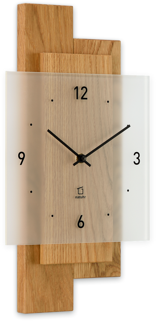 Wanduhr aus Eiche massiv & Mineralglas geräuscharm - Eichwald - Natuhr ...